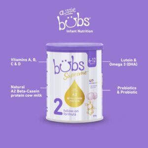 Bubs Supreme Follow-On Formula, Stage 2, Infants 6-12 Months, Made with A2 Beta-Casein Protein Cows Milk, 28.2 oz