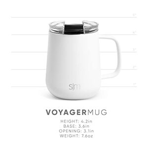 Simple Modern Travel Coffee Mug with Lid and Handle | Reusable Insulated Stainless Steel Coffee Tumbler Tea Cup | Gifts for Women Men Him Her | Voyager Collection | 12oz | Almond Birch