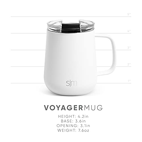 Simple Modern Travel Coffee Mug with Lid and Handle | Reusable Insulated Stainless Steel Coffee Tumbler Tea Cup | Gifts for Women Men Him Her | Voyager Collection | 12oz | Almond Birch