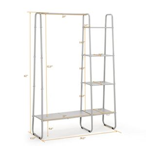 SunnyPoint Freestanding Clothes Metal Garment and Accessories, Organizer Closet Rack (WHT)