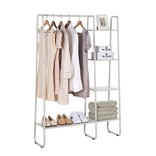 SunnyPoint Freestanding Clothes Metal Garment and Accessories, Organizer Closet Rack (WHT)