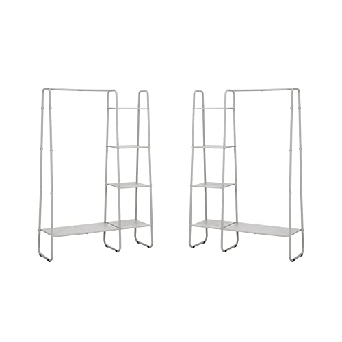 SunnyPoint Freestanding Clothes Metal Garment and Accessories, Organizer Closet Rack (WHT)