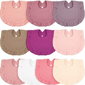 10 pcs baby muslin bibs drool bandana soft adjustable baby cotton bibs for newborn baby girl boy toddlers infants teething (retro colors)