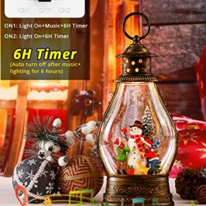 Snow Globe Snowman Christmas Decorations Indoor Ornament, Glittering Lantern Swirling,Home Decor Gifts with Musical ,Battery or USB Powered