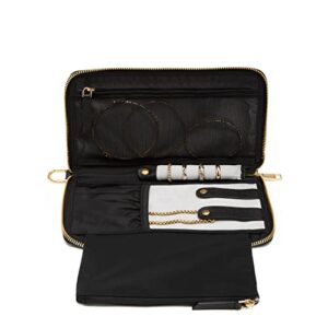 TUMI Voyageur Vevay Jewelry Portfolio - Makeup Case Organizer for Travel - Pack Flat Cosmetic Bag - Black & Gold Hardware