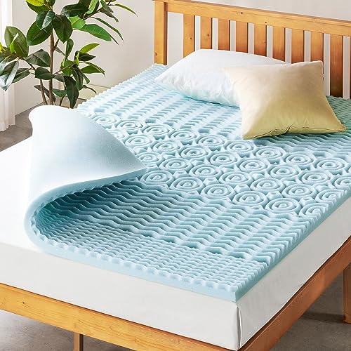 Mellow 2 Inch 5-Zone Memory Foam Mattress Topper, Cooling Gel Infusion, Queen