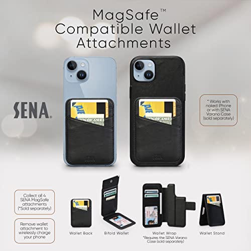 Sena Wallet, Apple Wallet Attachment for Apple iPhone 12/13/14 Pro/Max/Max Pro, iPhone Leather Wallet, Apple Wallet iPhone 14/13/12 Apple Wallet, Black (SXD111US-50)