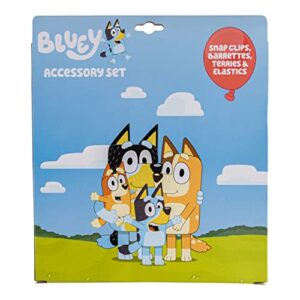 Luv Her Bluey Girls 20 Piece Accessory Set with 3 Barrettes, 4 Snap Hair Clips, 5 Elastics and 8 Terry Ponies- Ages 3+