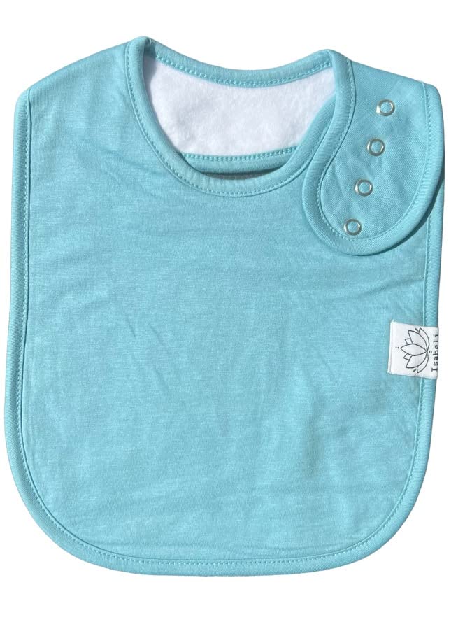 Isabeli Large Toddler Organic Cotton Bibs, Unisex 4-pack for Feeding, Drooling, Adjustable (Blues)