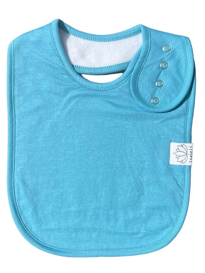 Isabeli Large Toddler Organic Cotton Bibs, Unisex 4-pack for Feeding, Drooling, Adjustable (Blues)