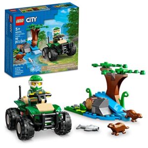 lego city atv and otter habitat, 60394 off-roader quad bike toy car for kids age 5 plus, animal playset with wildlife figures, learning to build nature set