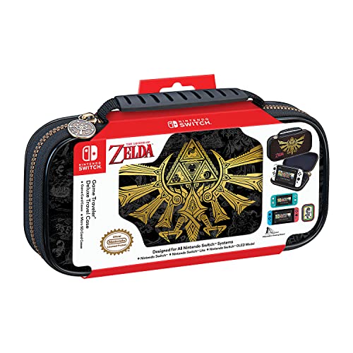 Game Traveler Zelda Nintendo Switch Case - Switch OLED Case for Switch OLED & Switch, Adjustable Viewing Stand & Bonus Game Cases, Deluxe Carry Handle, Licensed Nintendo Switch Game Case