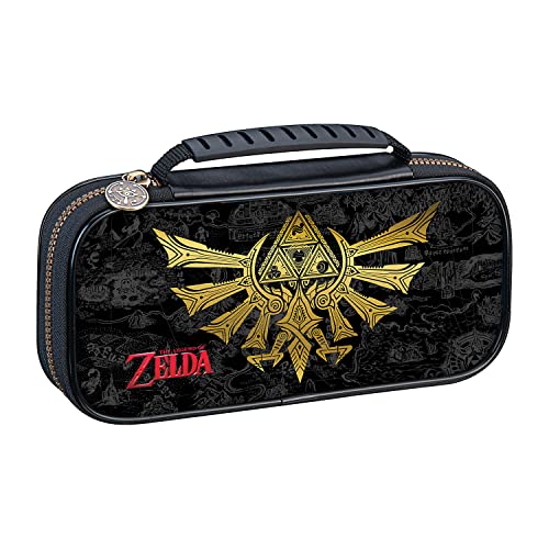 Game Traveler Zelda Nintendo Switch Case - Switch OLED Case for Switch OLED & Switch, Adjustable Viewing Stand & Bonus Game Cases, Deluxe Carry Handle, Licensed Nintendo Switch Game Case