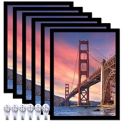 ijuerybai 6 Sets 9x12 Picture Frame, Frames for 9 x 12 Canvas Collage Photo Poster Certificate Wall Gallery, High Transparent Horizontal Vertical Black 9 by 12 Inches