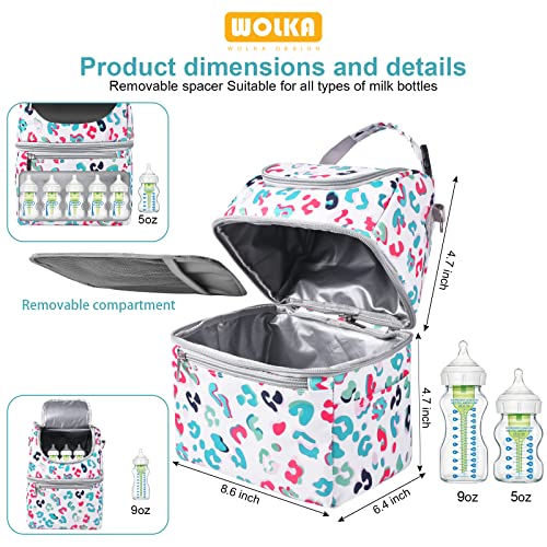 Wolka Insulated Baby Bottle Bag for Daycare,Breast Pump Bag,Breastmilk Cooler bag& Lunch Bag,Multi-Function Milk Bottle Storage Bags Fit for Dr. Brown, Comotomo, Philips, Nuk, Lansinoh