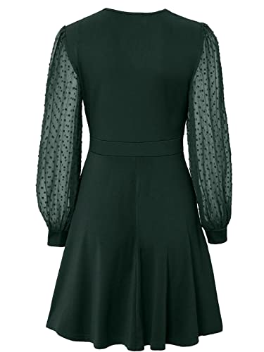 Fall Clothes for Women 2022, Black Formal Dresses Neutral Dress Short Sleeve Dress Wedding Women's Long Stylish Casual V-Neck Slim Dress with Pockets Women's Winter Dresses Under (L, Green)