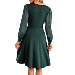 Fall Clothes for Women 2022, Black Formal Dresses Neutral Dress Short Sleeve Dress Wedding Women's Long Stylish Casual V-Neck Slim Dress with Pockets Women's Winter Dresses Under (L, Green)