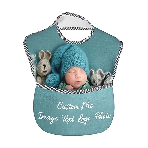 Zoczos Personalized Baby Bib Custom Your Image Text Design Newborn Bib Gift for Unisex 6-24 Months