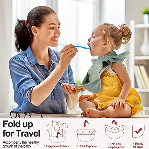 JaGely 3 Pcs Baby Bib for Eating Waterproof Baby Bib Baby Girl Food Bib Washable Toddler Bib Soft Feeding Bib with Food Catcher for Baby Boy or Girl Eating Travel Home Supplies