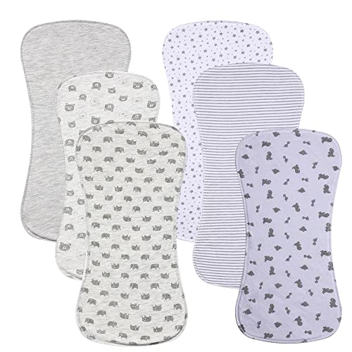 6 Pack Cotton Baby Burp Cloths Extra Absorbent Soft for Baby Boys and Girls