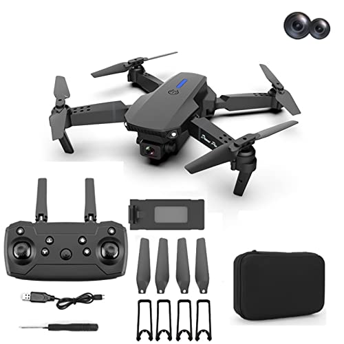 Drone with 1080P Dual HD Camera, 2022 Upgradded RC Quadcopter FPV Camera Foldable Drone Toys Gift for Adults and Kids, One Key Start Speed Adjustment, 360° Altitude Hold Mode, Camera/Video (Black)