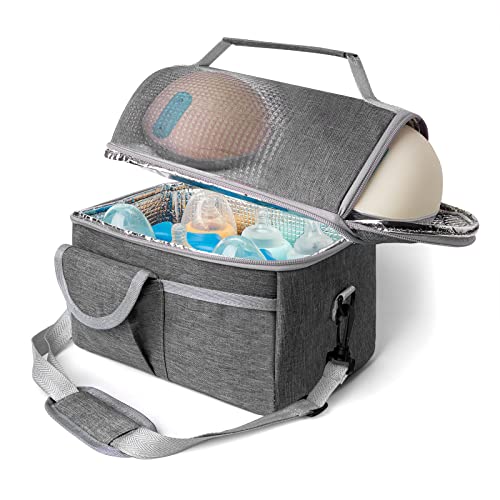 Wearable Breast Pump Bag with Cooler, Compatible with Willow, Elvie, Momcozy Breast Pump, Insulated Storage Container Case for Hand Free Breast Pump