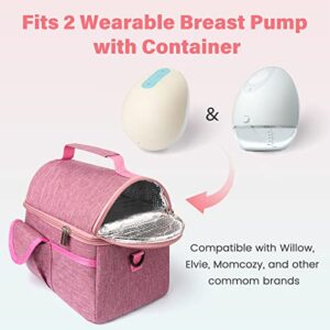 Wearable Breast Pump Bag with Cooler, Compatible with Willow, Elvie, Momcozy Breast Pump, Insulated Storage Container Case for Hand Free Breast Pump