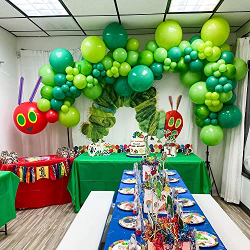 Beaumode DIY 141pcs Green Caterpillar Balloon Garland Kit For First Birthday Baby Shower Kids Hungry Caterpillar Themed Party Decoration (Green)