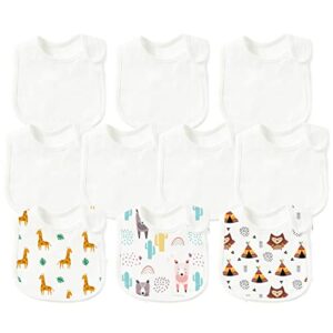 bwkoss 10pcs sublimation baby bibs white cotton waterproof infant bib blank diy creative food bib adjustable hook loop closure newborn babies bib keepsake baby gift for drooling feeding teething