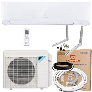 daikin 12,000 btu 18 seer2 entra series ductless mini split heat pump system w/maxwell 16’ installation kit and wall mounting bracket (230v)