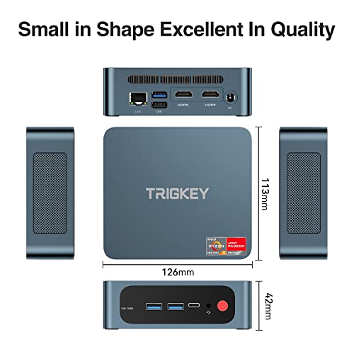 TRIGKEY Desktop Computer Ryzen 5 5500U(6 Cores, 12 Threads) 16GB DDR4 500GB M.2 NVME(Max 2200MB/S) SSD Gaming S5 Mini Computer W11 Pro. Wi-Fi 6/Bluetooth 5.2/4K@60Hz/Dual HDMI/USB 3.0 Micro PC