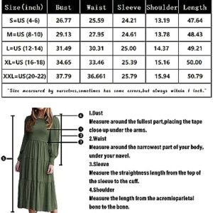 Tobrief Fall Dresses for Women Casual Smocked Beach Long Sleeve Midi Long Dress Rust L