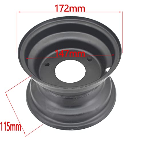 6" Wheel Rim with 3 Holes Fits for Most of 110-125cc Go-Kart, ATV, Lawn Mower 145/70-6 (Black)