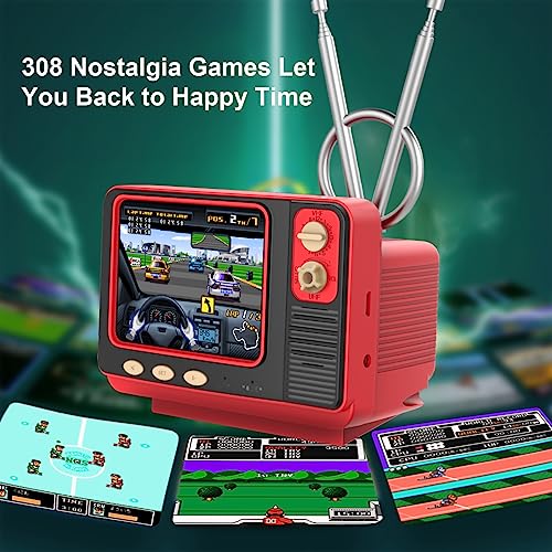 Retro Handheld Games Console Built-in 308 Games 3.0 Inch LCD Mini TV Video Games Player Support AV Output Electronic Games Gift for for Boys Girls Age 4-12