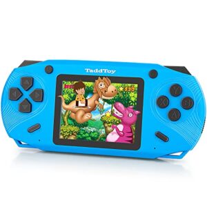 taddtoy 16 bit handheld game console for kids adults, 3.0'' large screen preloaded 200 classic portable retro video handheld games with type-c port rechargeable battery for birthday gift for kids blue