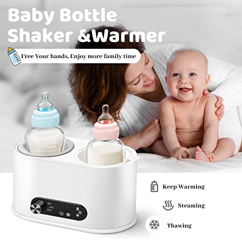 Baby Bottle Warmer, 5-in-1 Fast Baby Milk Warmer for Breastmilk or Formula Bottle Warmer Milk Warmer with 3 Shaking Modes/Keep Warming/Steaming/Thaw/LED Display