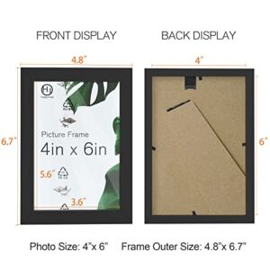 HappyHapi 4x6 Picture Frame, 6 Pack Wooden Photo Picture Frames Black Photo Frames Tabletop or Wall Display Decoration for Photos Paintings, Landscapes, Artwork