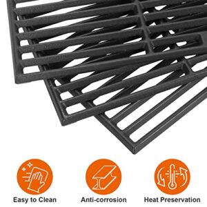 DELSbbq Cast Iron Grill Grates and Stainless Steel Grill Part Kit for Charbroil Performance 4 Burner Grills 463376017 463347017 463347418 463342119, Cooking Grids for G470-0002-W2 G470-0003-W1