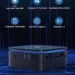 KAMRUI AK1PLUS Mini PC,12th Intel Alder Lake- N95 up to 3.4 GHz,8GB RAM+256GB M.2 SSD,Mini Computer Windows 11 Pro, Support 2.5" SSD (up to 2TB),WiFi 2.4G/5G,BT 4.2,4K, Business, Home, Office