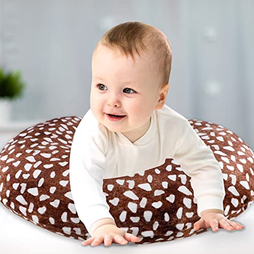 GFU Nursing Pillow Cover for Baby Boys and Girls, Minky Breastfeeding Pillow Case for Newborn, Soft Deer Skin Print Breastfeeding Pillow Slipcover, Stretchy Feeding Cover