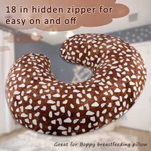 GFU Nursing Pillow Cover for Baby Boys and Girls, Minky Breastfeeding Pillow Case for Newborn, Soft Deer Skin Print Breastfeeding Pillow Slipcover, Stretchy Feeding Cover