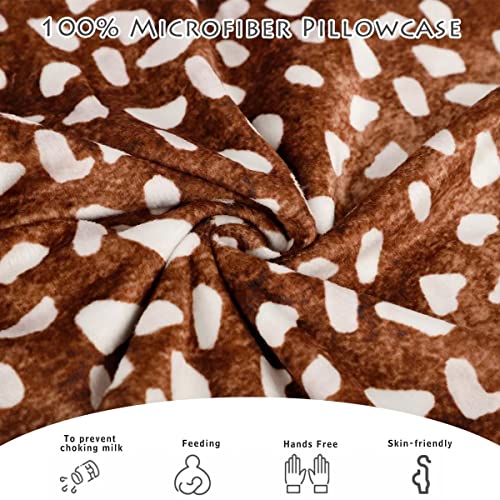 GFU Nursing Pillow Cover for Baby Boys and Girls, Minky Breastfeeding Pillow Case for Newborn, Soft Deer Skin Print Breastfeeding Pillow Slipcover, Stretchy Feeding Cover