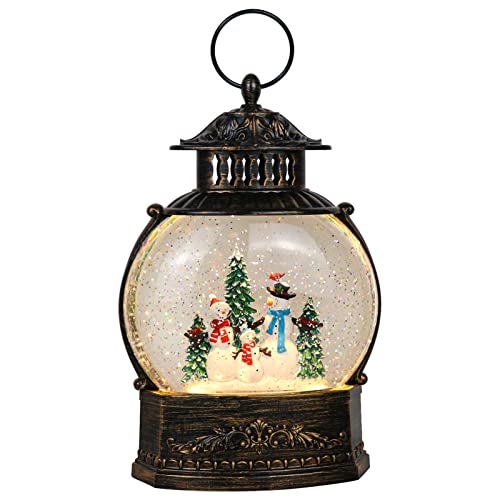 DRomance Christmas Singing Snow Globe Lantern Battery Operated USB Powered Lighted Water Glitters Music Snow Globe Holiday Decoration for Women Children(Snowman, 6 x 3.2 x 11 Inches)