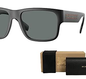 BURBERRY Knight BE4358 346481 57MM Black/Dark Grey Polarized Square Sunglasses for Men + BUNDLE With Designer iWear Eyewear Kit