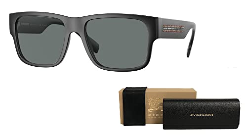 BURBERRY Knight BE4358 346481 57MM Black/Dark Grey Polarized Square Sunglasses for Men + BUNDLE With Designer iWear Eyewear Kit