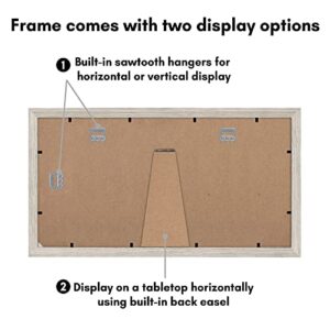 Americanflat 8x16 Collage Picture Frame in Driftwood - Displays Three 5x7 Frame Openings - Engineered Wood Panoramic Picture Frame with Shatter Resistant Glass, Hanging Hardware, and Easel