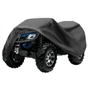 zoedo atv cover waterproof, heavy duty windproof quad covers, all weather protection 4 wheeler covers fit for kawasaki, honda, polaris, yamaha, 86'' (black, xxl)