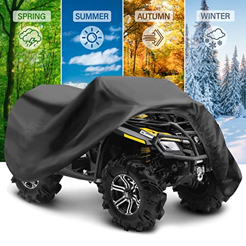 ZOEDO ATV Cover Waterproof, Heavy Duty Windproof Quad Covers, All Weather Protection 4 Wheeler Covers fit for Kawasaki, Honda, Polaris, Yamaha, 86'' (Black, XXL)