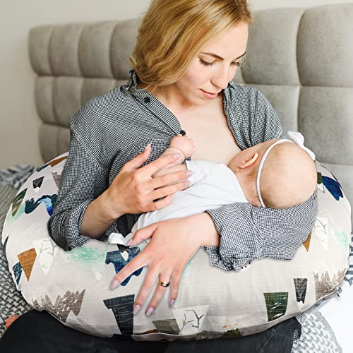 TANOFAR Nursing Pillow Cover, Neutral Breastfeeding Pillow Slipcover for Baby Boys & Girls, Ultra Soft Comfortable Newborn Nursing Pillow Case, Breathable & Washable, Adventure Mountain