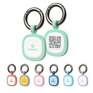 pawaii qr code pet id tag, silent silicone dog id tag, modifiable pet online profile, free online pet page emergency contact, scan qr receive instant pet location alert email, 1pack (green)